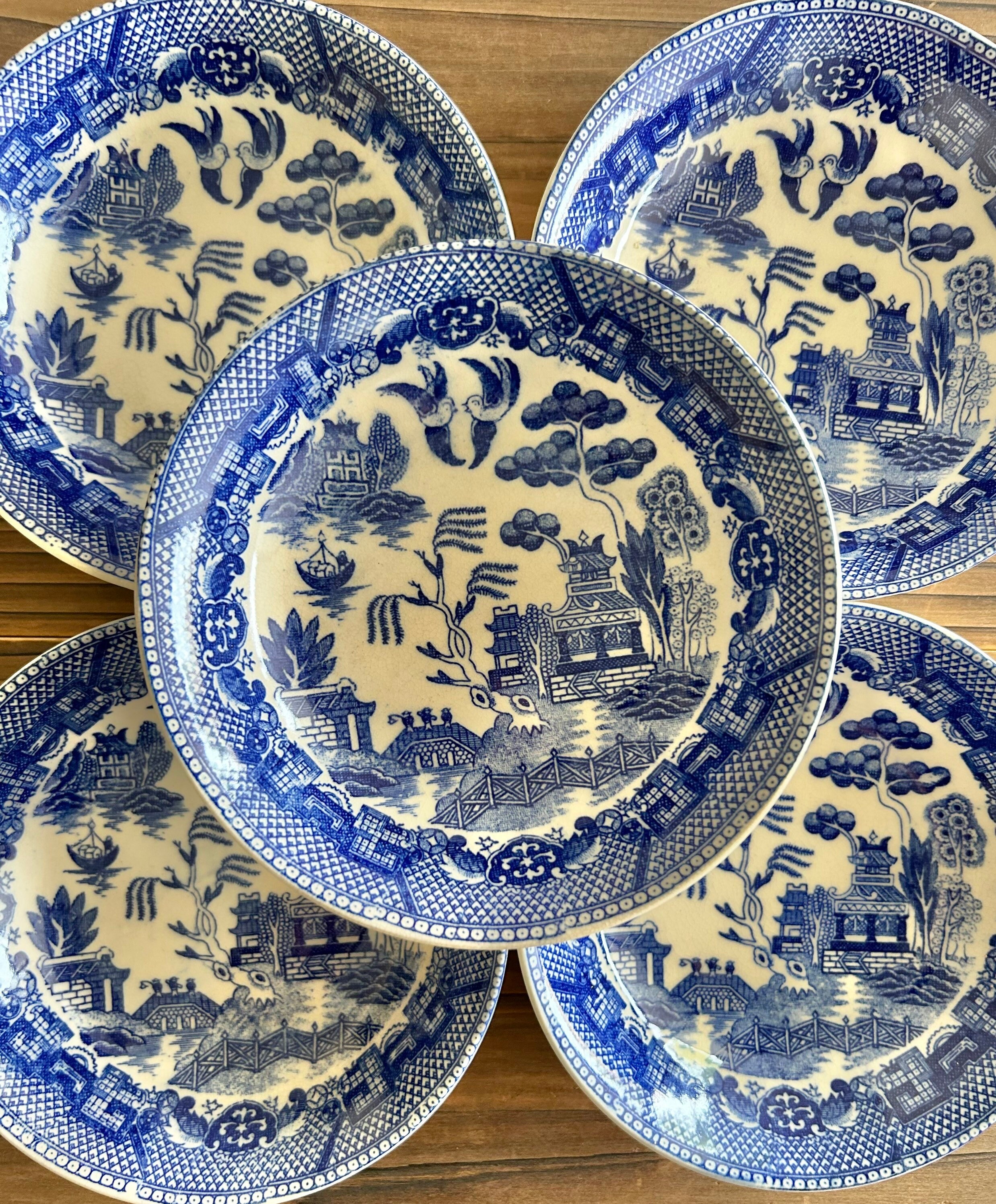 Blue Willow Pattern Transferware Set of 5 Small Bowls Made in Japan ...