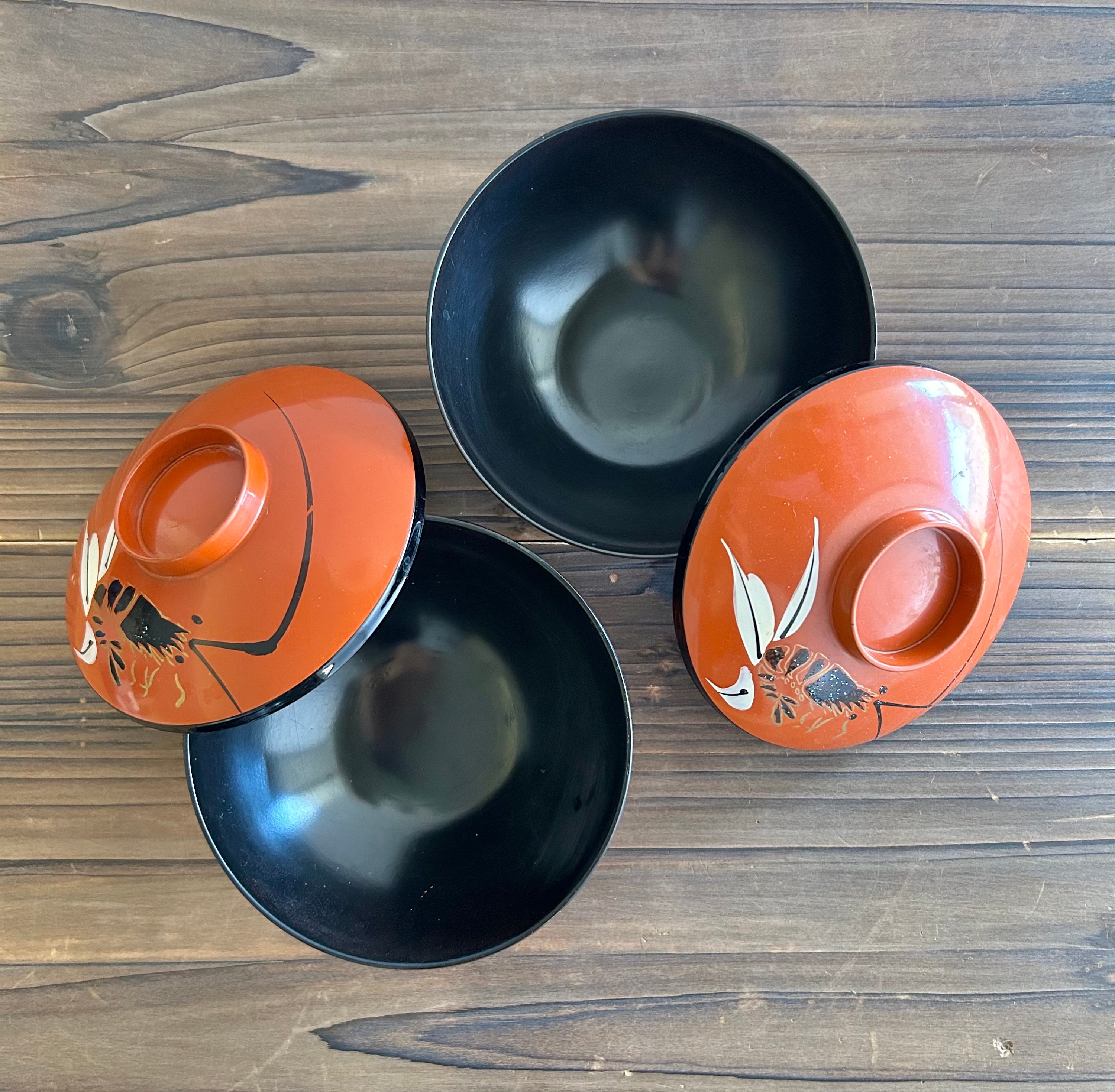 Vintage Japanese Lacquerware Bowls With Lids Set of 2 - Etsy