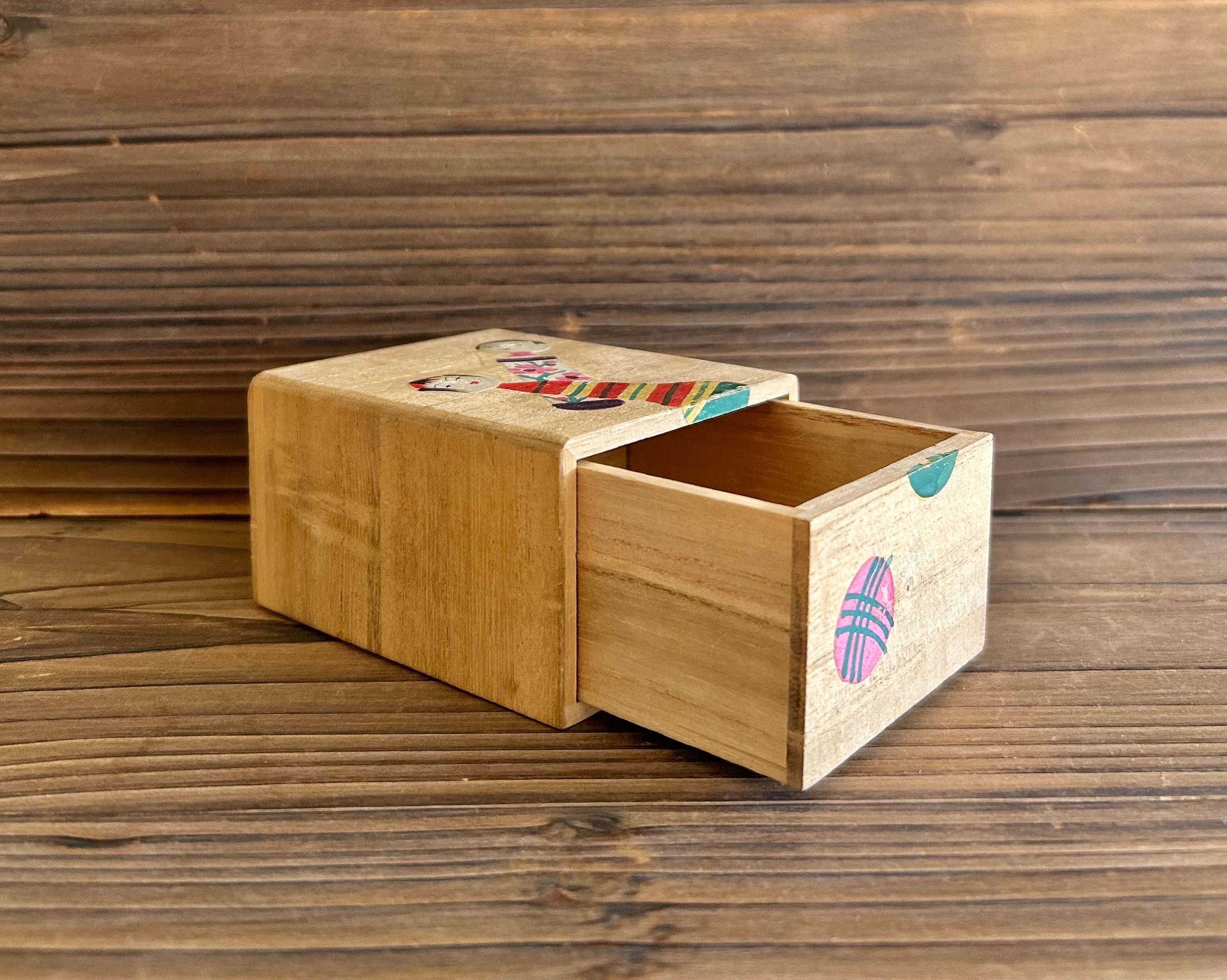 Vintage Japanese Wood Box With Kokeshi Doll Design - Etsy