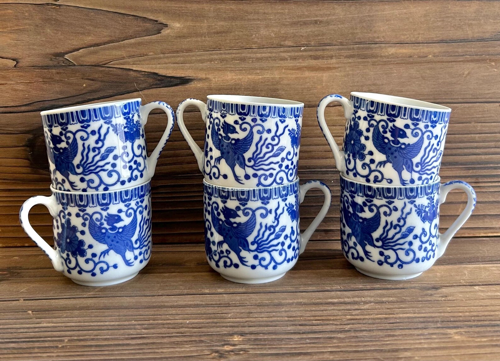 Vintage Flying Phoenix Demitasse Cups Set of 6 Made in Japan - Etsy