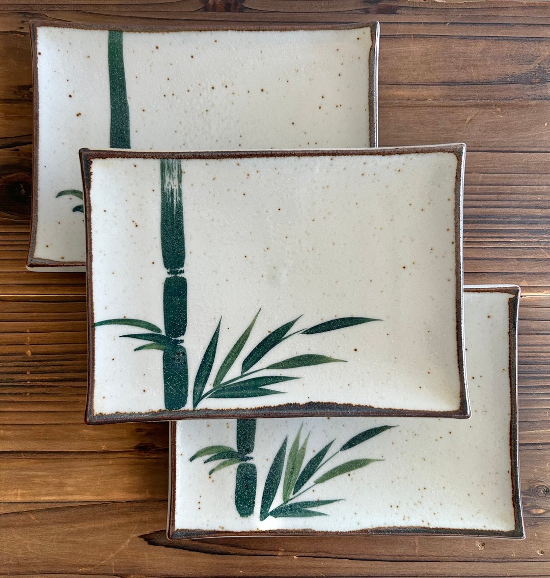 Vintage Japanese Plates With Bamboo Design Set of 3 - Etsy