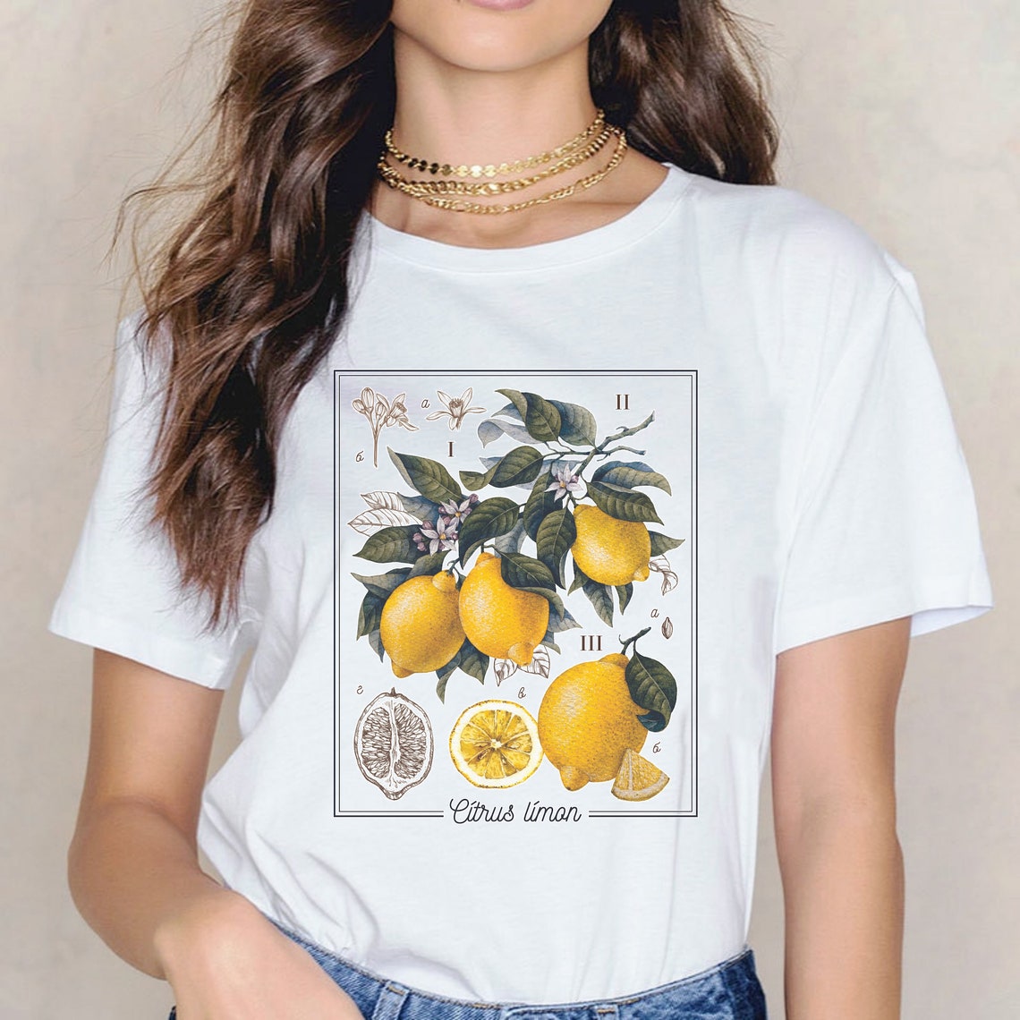 Lemon Shirt Botanical Shirt Cottagecore Clothing Lemon Print - Etsy