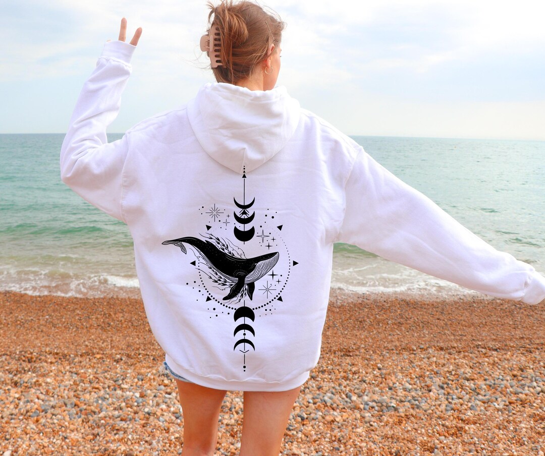 Whale Hoodie Celestial Hoodie Moon Phase Hoodie Aesthetic Clothes ...