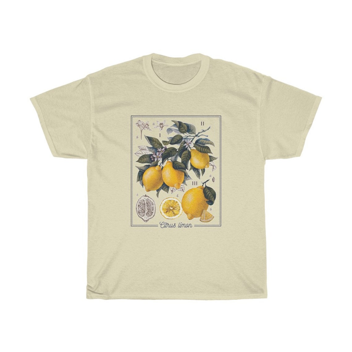 Lemon Shirt Botanical Shirt Cottagecore Clothing Lemon Print - Etsy