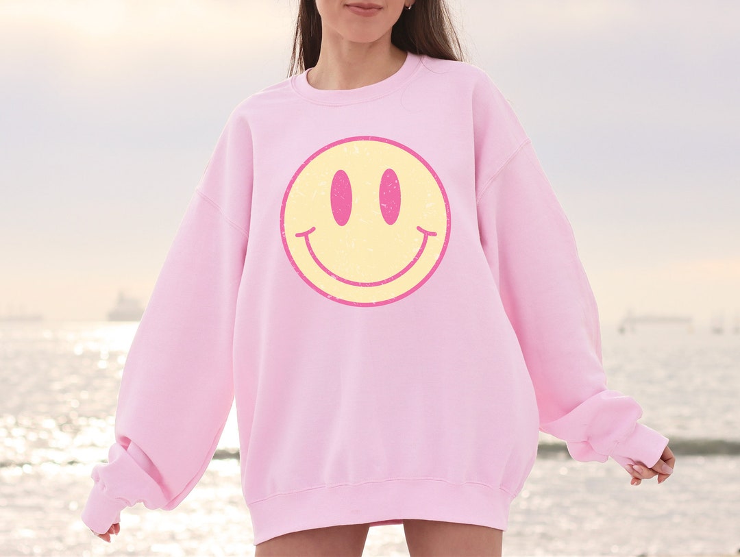 Smile Face Sweatshirt Preppy Clothes Teens Preppy Crewneck Positive ...