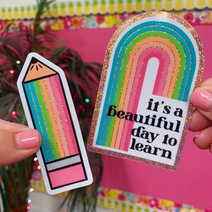 Pencil | Glitter Sticker, Teacher Sticker, Teacher Appreciation Sticker ...