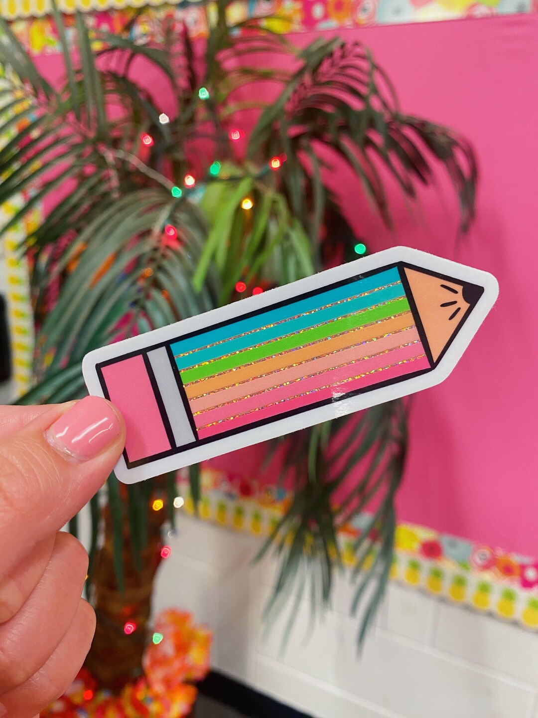 Pencil | Glitter Sticker, Teacher Sticker, Teacher Appreciation Sticker ...