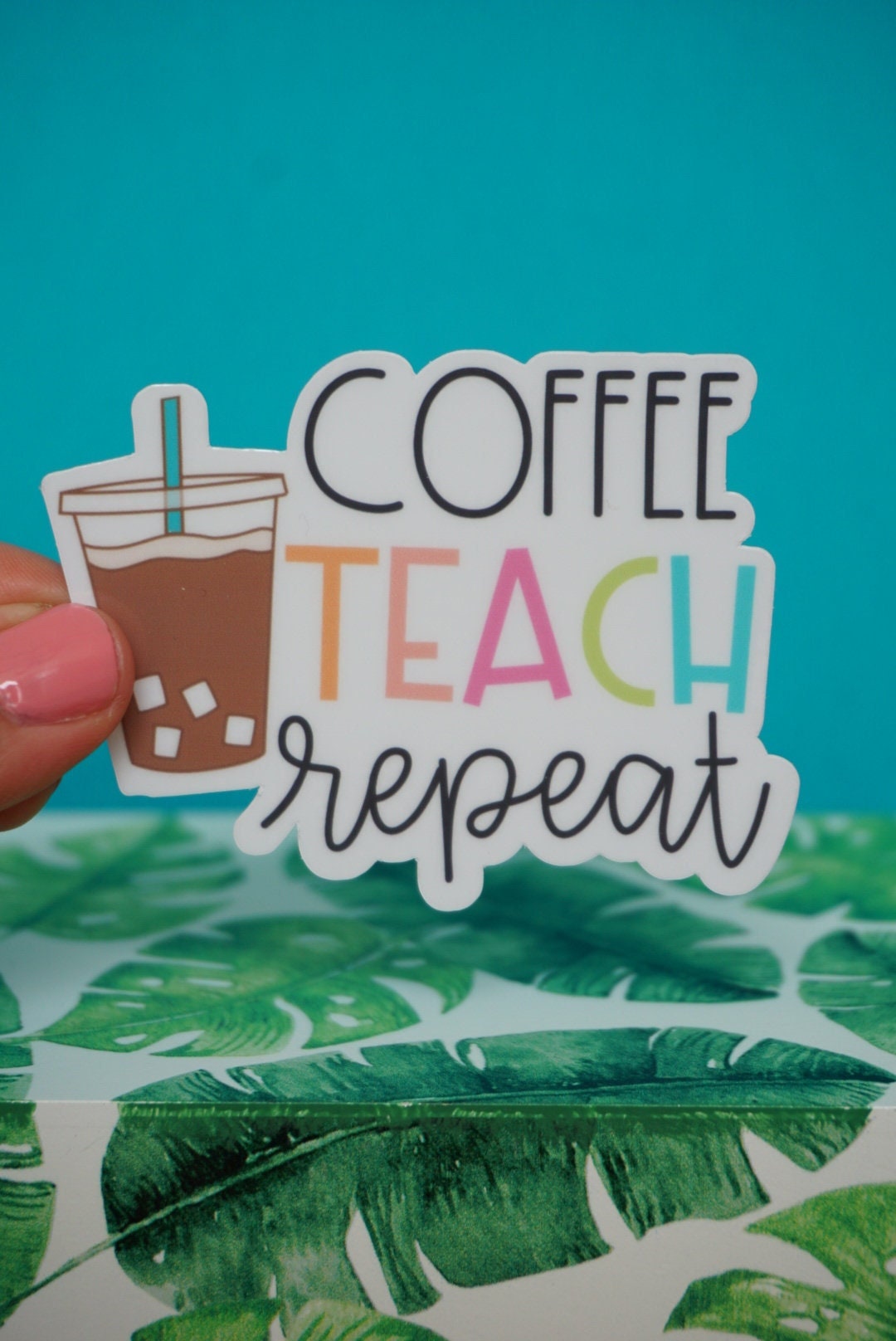Coffee Teach Repeat Sticker - Etsy