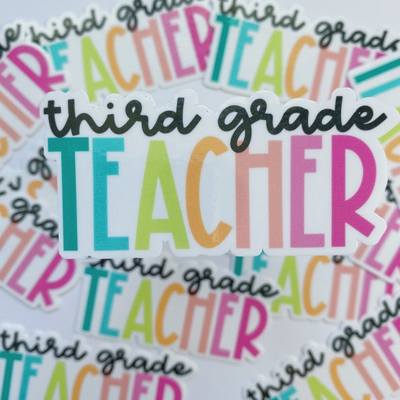 Third Grade Teacher Sticker | Etsy