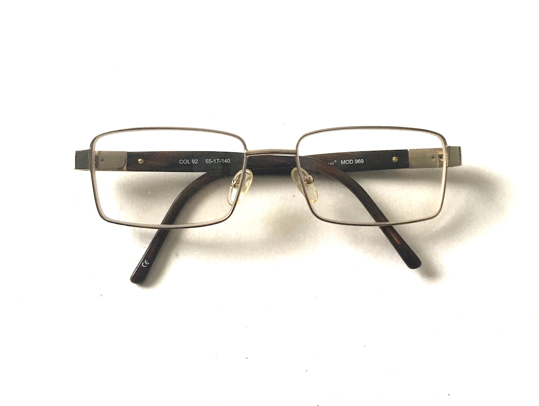 Mens Brown Gold FERUCCI Rectangle Specs Eyeglasses Glasses Size 55-17 ...