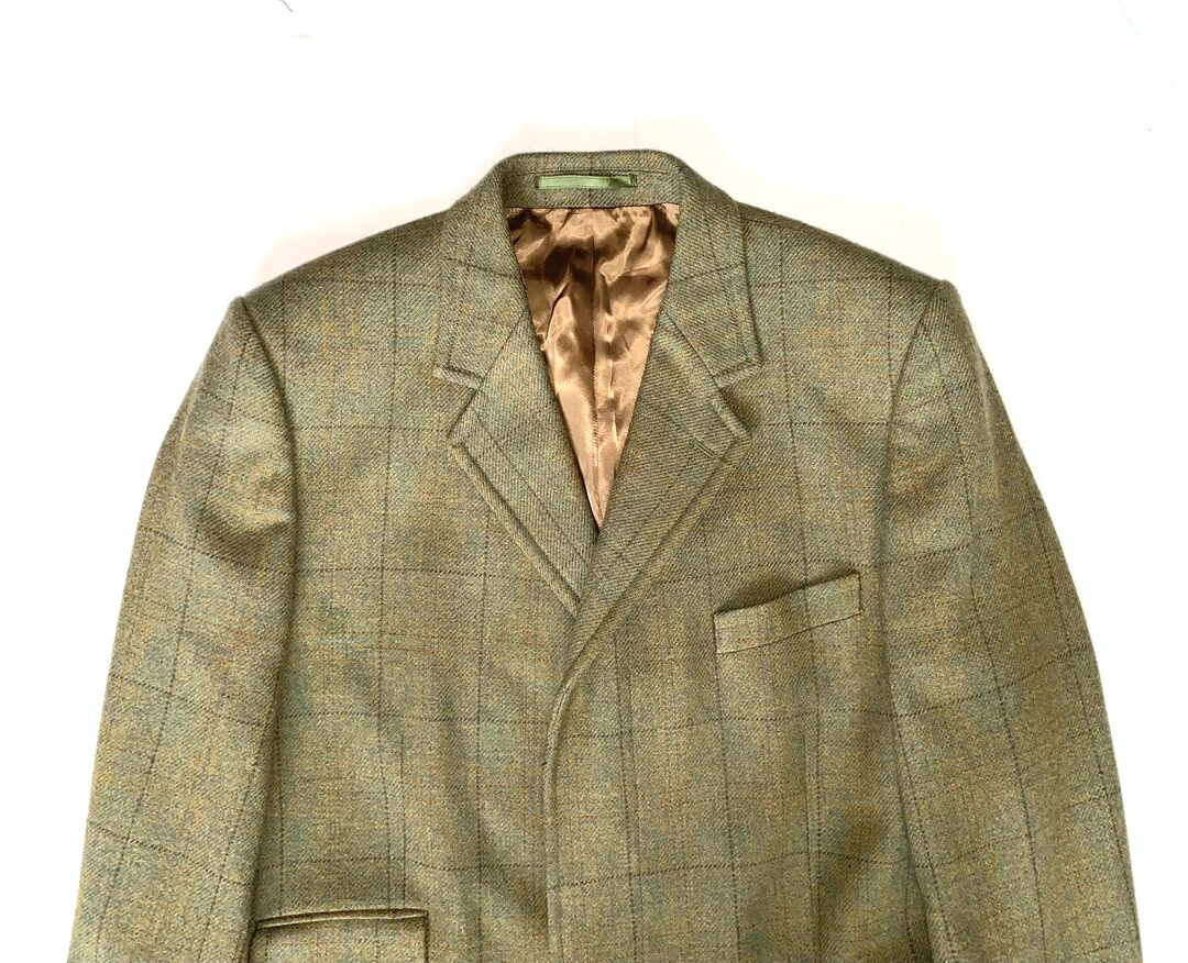 Vintage Retro Green Check RODERICK CHARLES Tweed Coat Size 42R 42 Ref ...