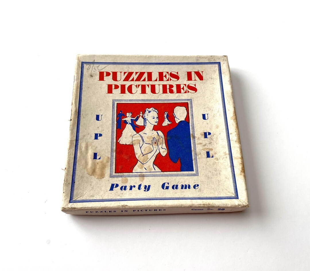 Vintage Retro Puzzles in Pictures Toy PARTY Board Card Game 1920’s Upl ...