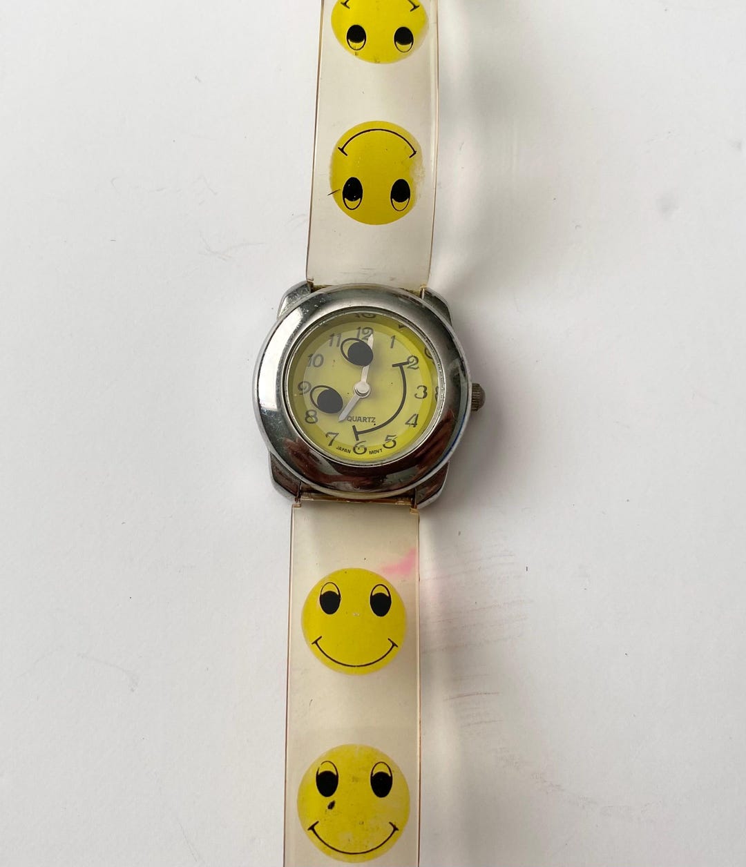 Vintage Silver Yellow TIEMPO Smiley Face Watch - Etsy
