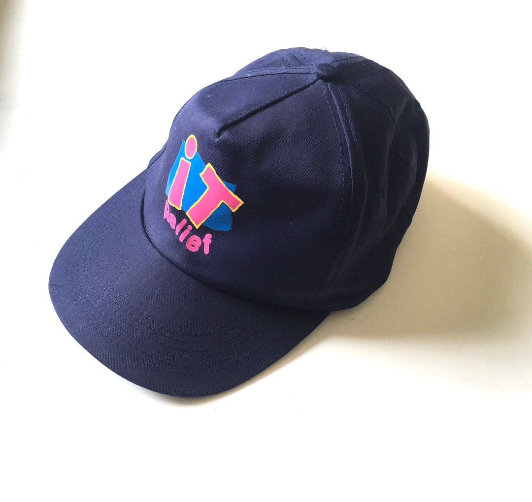 Mens Vintage Retro Blue IT SUPPORT Baseball Cap Hat Size 56cm M Medium ...