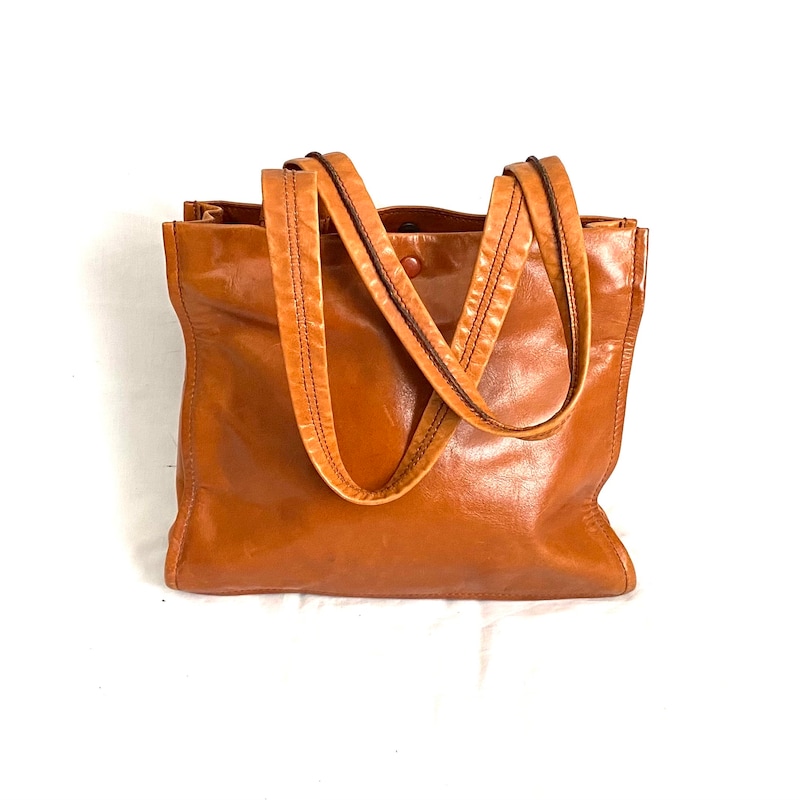 Tan Leather Tote Bag - Etsy