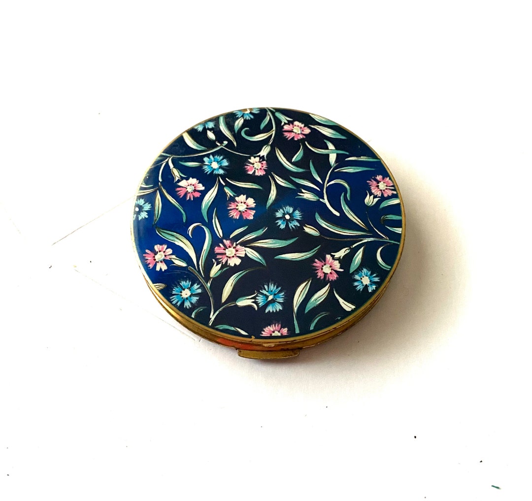 Vintage Large Blue Floral STRATTON Compact Case Vintage Retro - Etsy