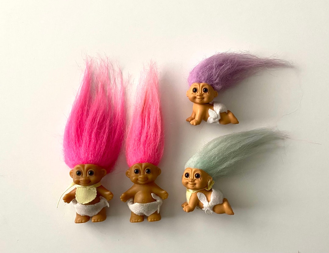 Vintage Retro RUSS TROLL Baby Crawling Standing With Bib Toy Figure X4 ...