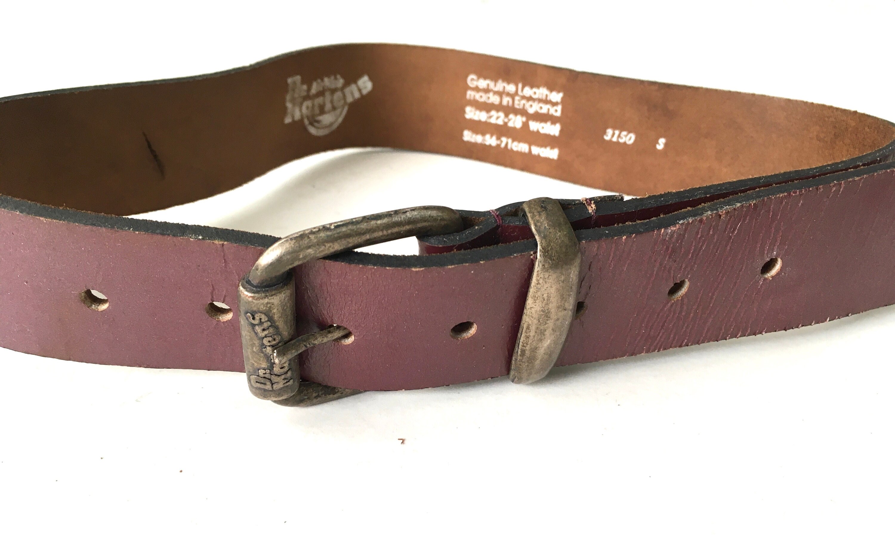 Mens Womens Vintage Retro 90s DR MARTENS Chunky Leather Oxblood Belt S ...