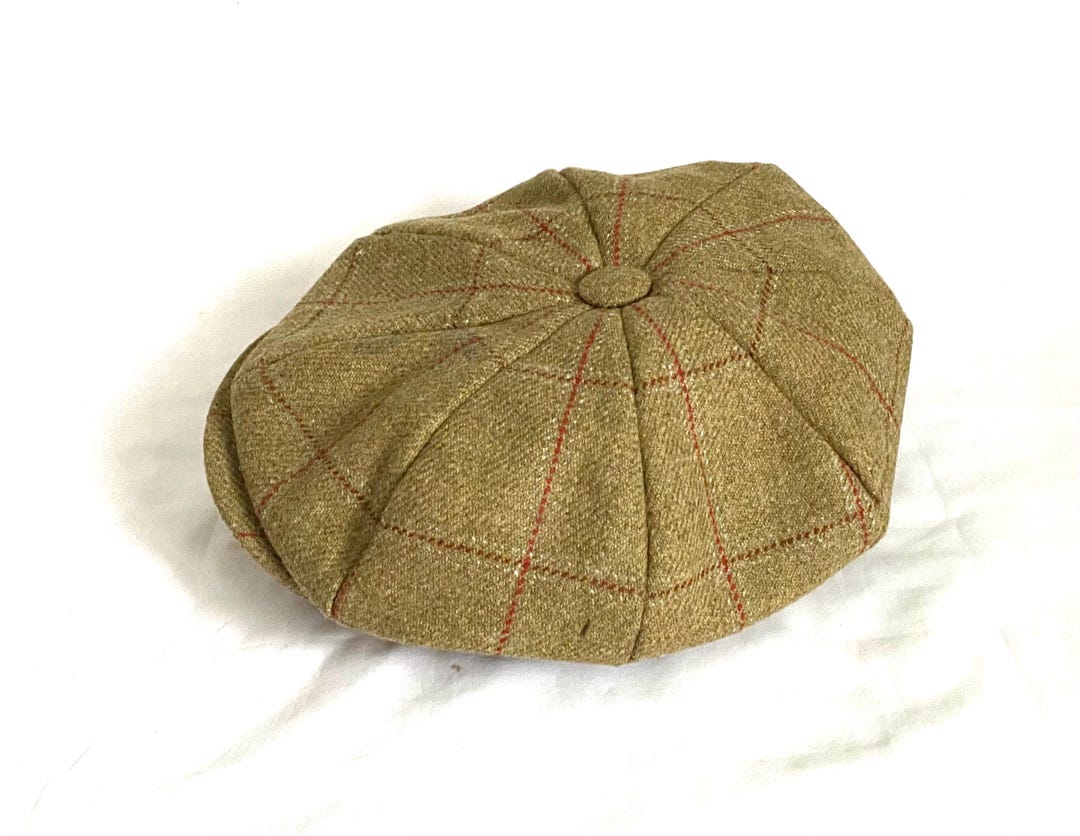 Mens Vintage Retro Green Check Tweed OLNEY Flat Cap Hat Size 7 1/8 L ...