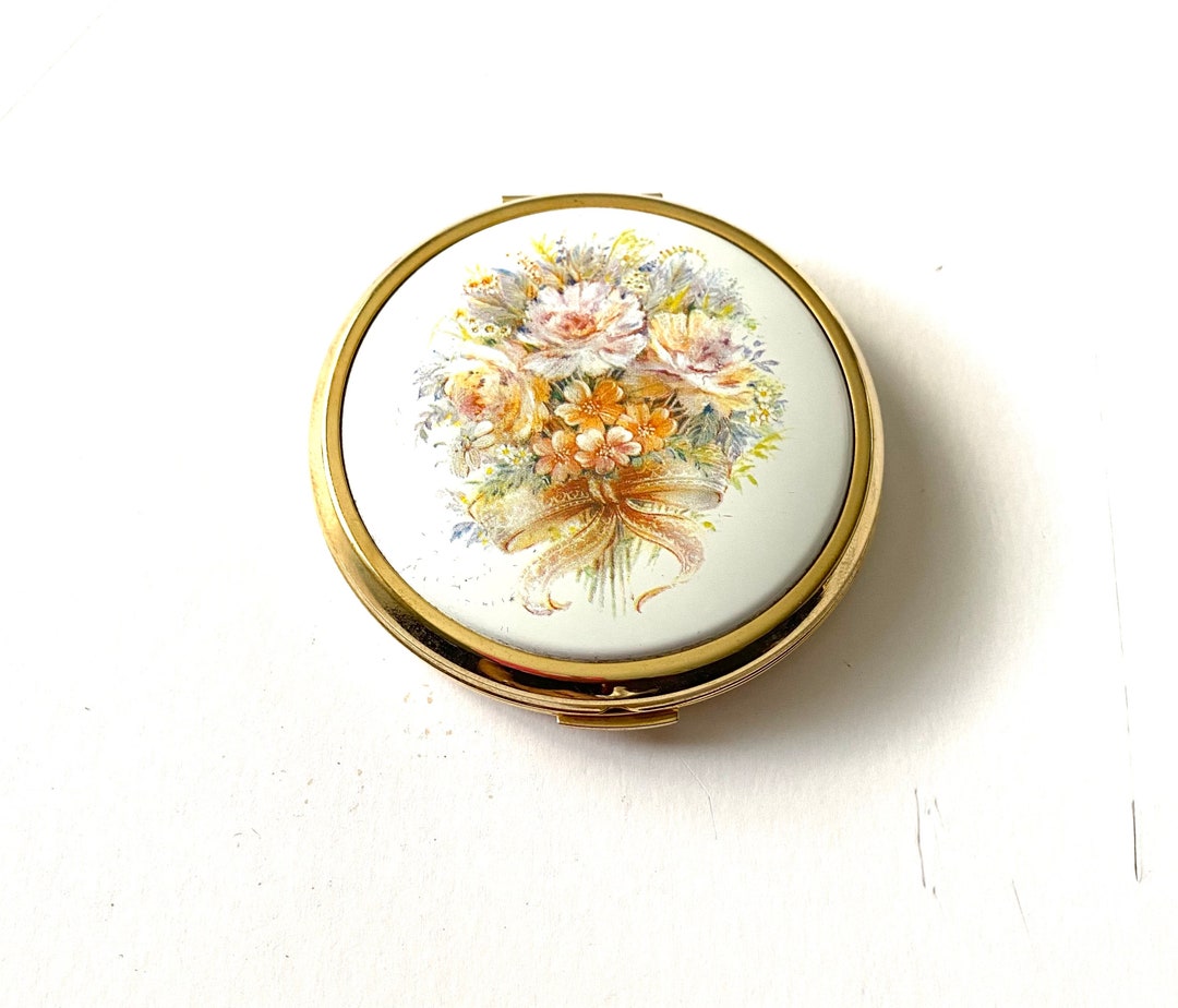 Vintage White Floral STRATTON Compact Case Vintage Retro - Etsy