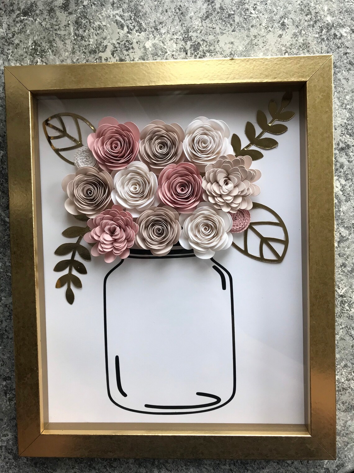 Mason Jar Rolled Flowers Shadowbox - Etsy