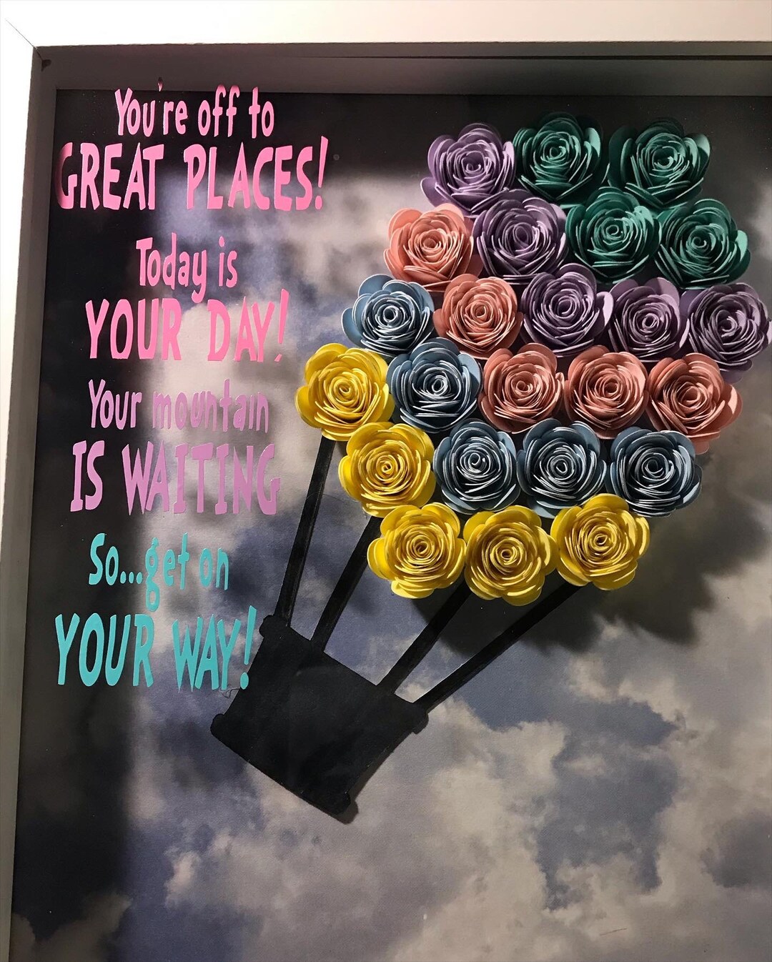 Oh the Places You’ll Go Inspired 3D Flower Shadowbox! - Etsy