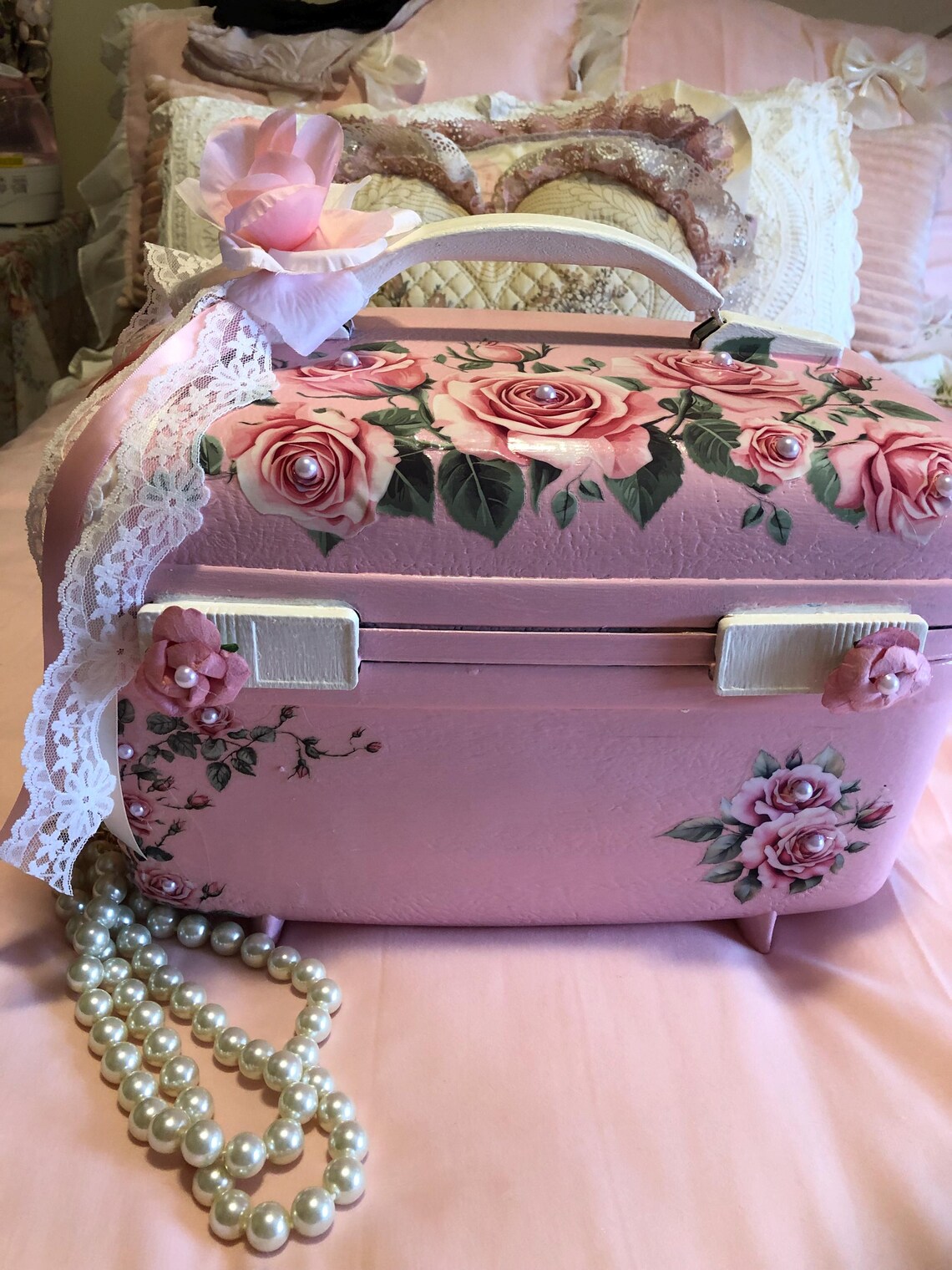 Vintage Rose Train Case, Vintage Train Case, Shabby Train Case ...