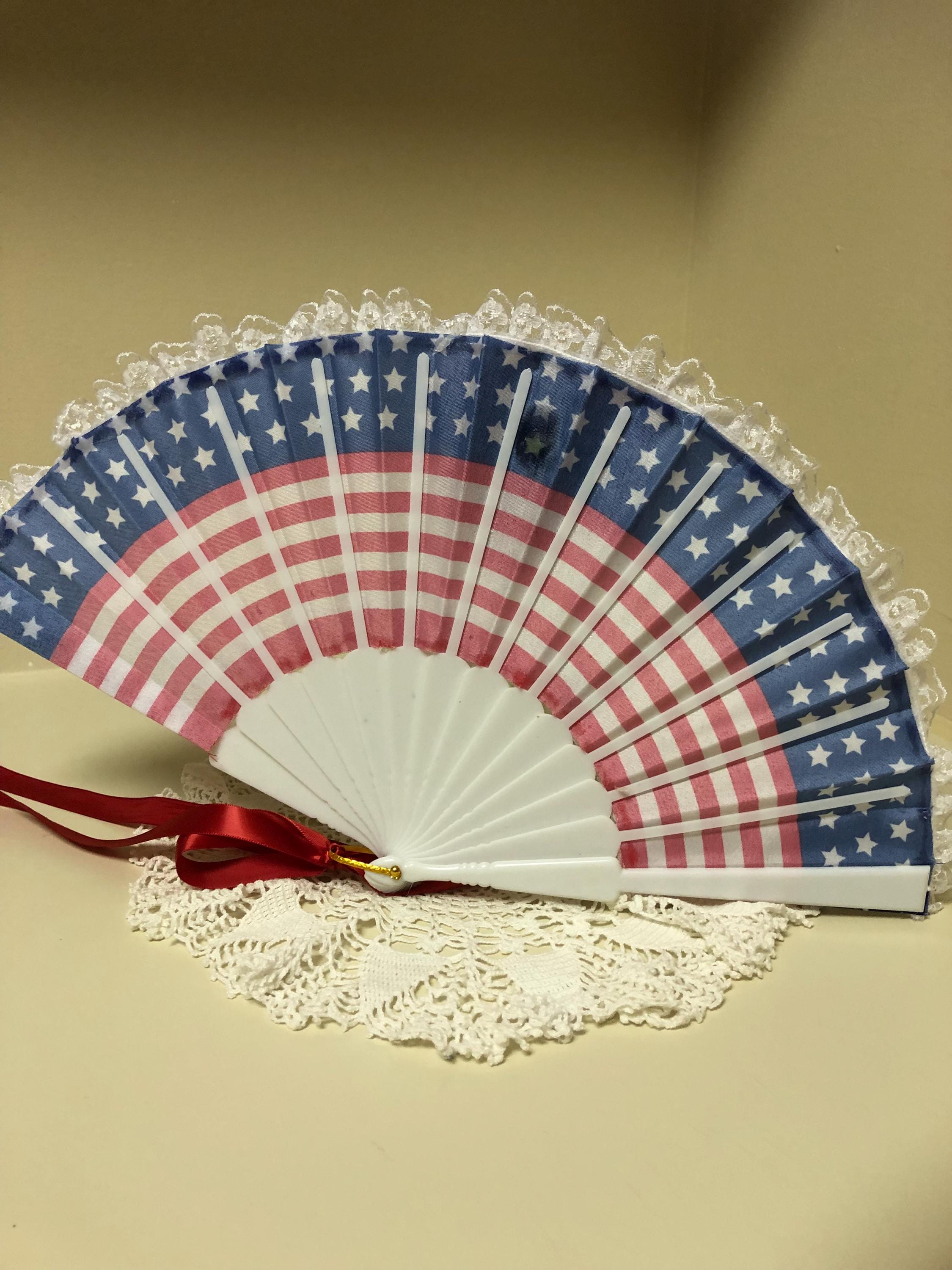 Vintage American Flag Fan, Vintage Hand Fan, Vintage Patriotic Fan ...
