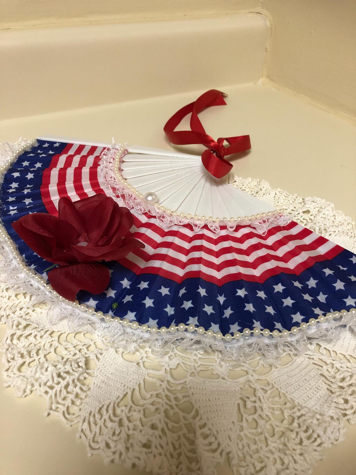 Vintage American Flag Fan, Vintage Hand Fan, Vintage Patriotic Fan ...