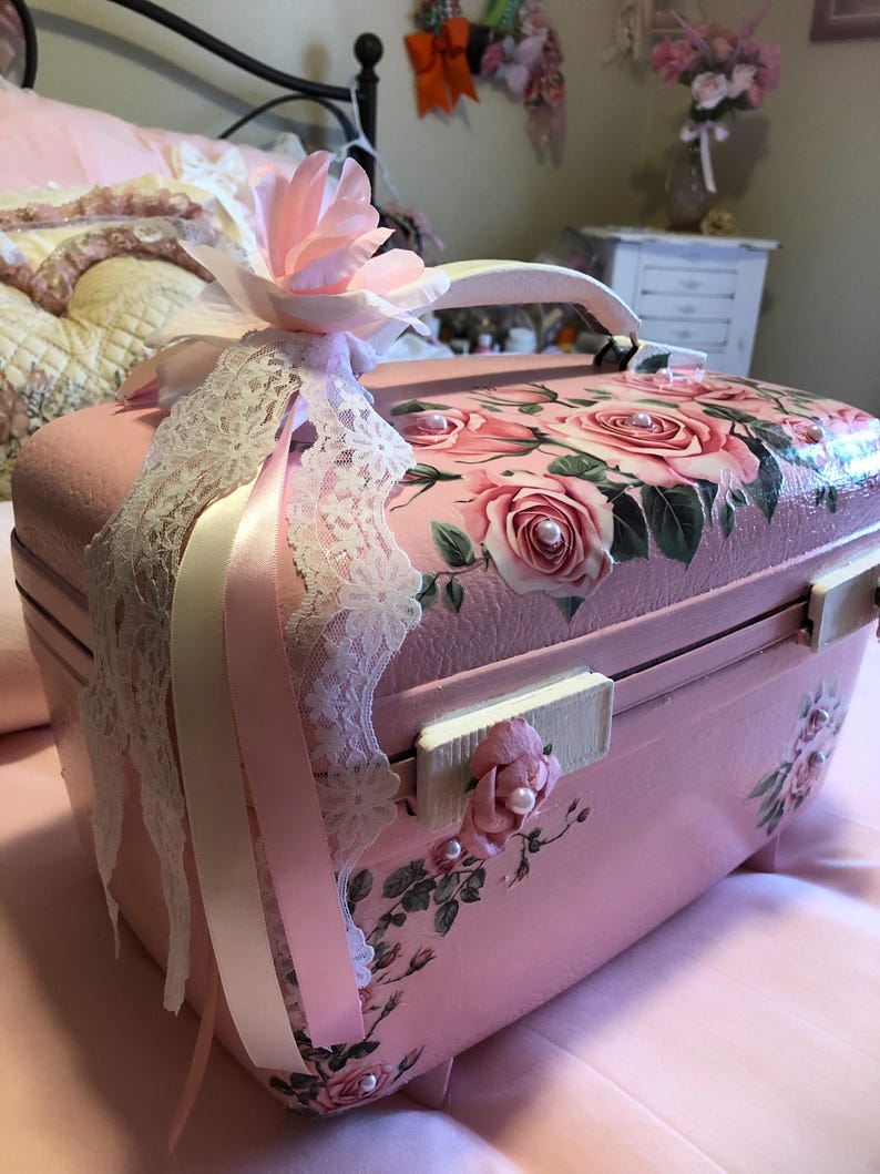 Vintage Rose Train Case, Vintage Train Case, Shabby Train Case ...