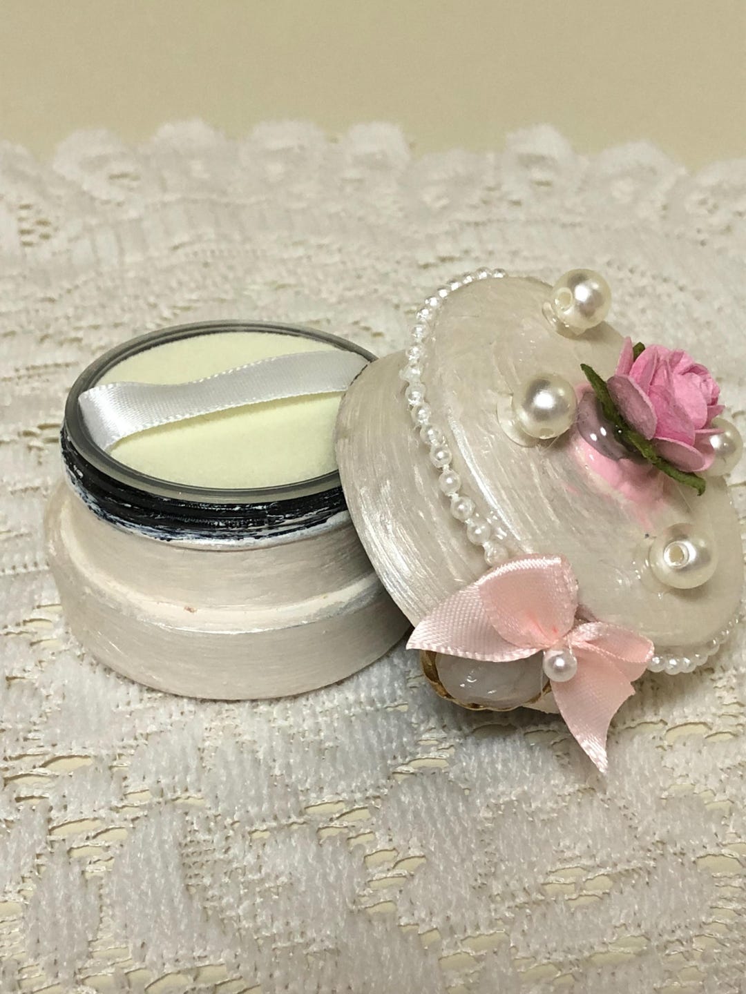 Vintage Rose Powder Puff Case, Mini Powder Puff Case, Pocket Powder ...