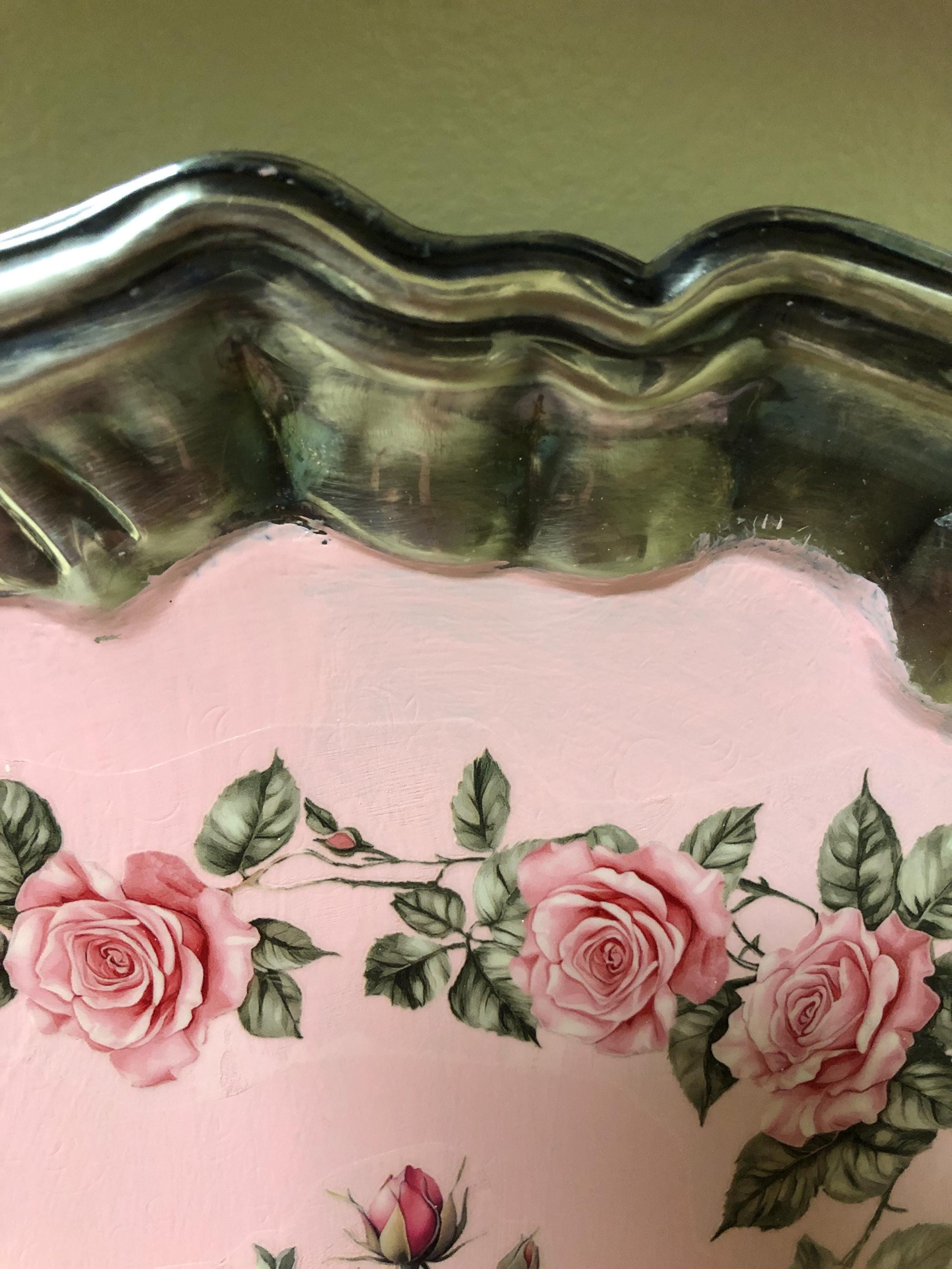 Vintage Rose Tray Decor, Vintage Decorative Tray, Shabby Chic Tray ...