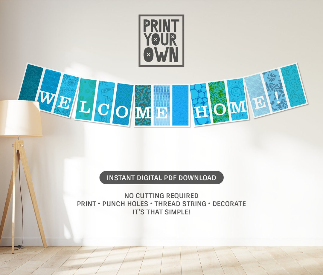 Welcome Home * Blue Printable Banner/bunting * Instant Download - Etsy