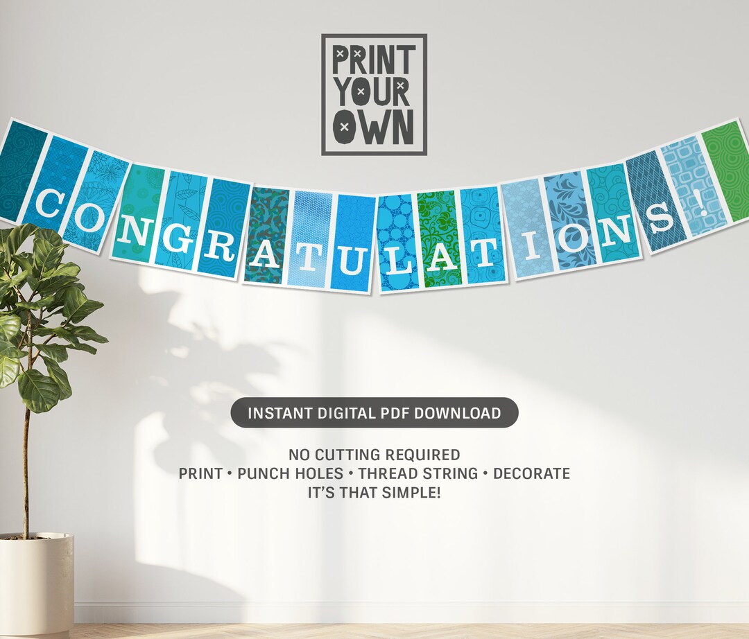 Congratulations * Blue Printable Banner/bunting * Instant Download - Etsy