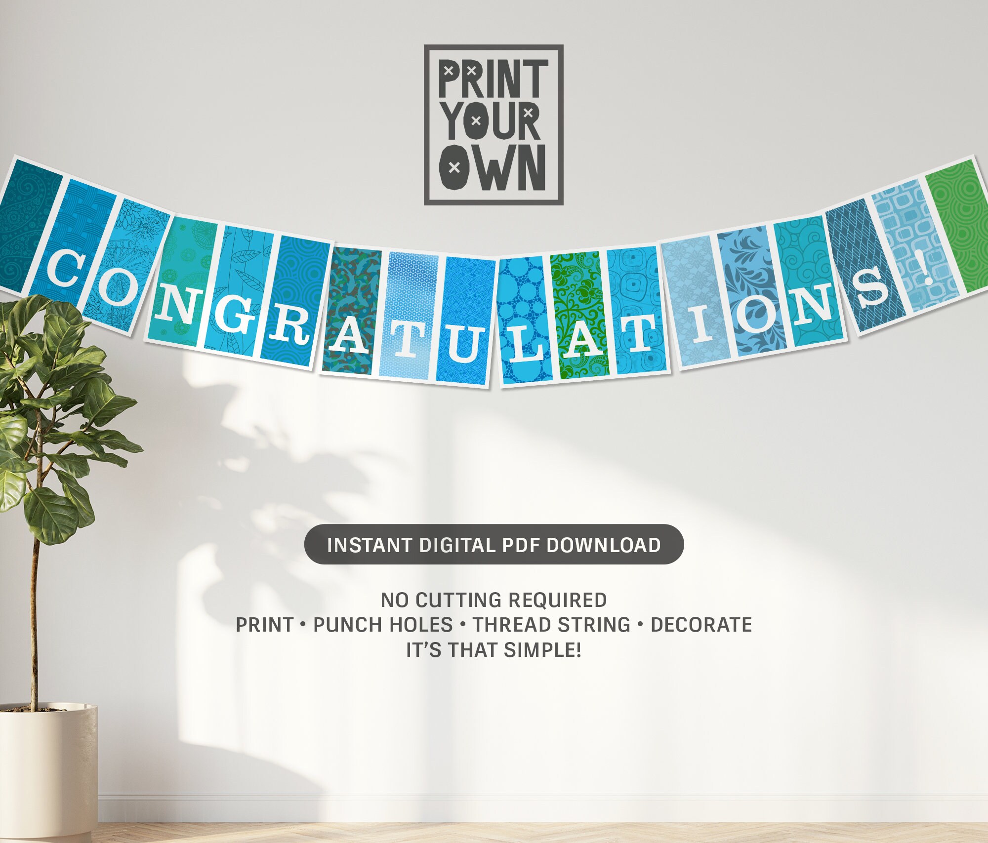 Congratulations * Blue Printable Banner/bunting * Instant Download - Etsy
