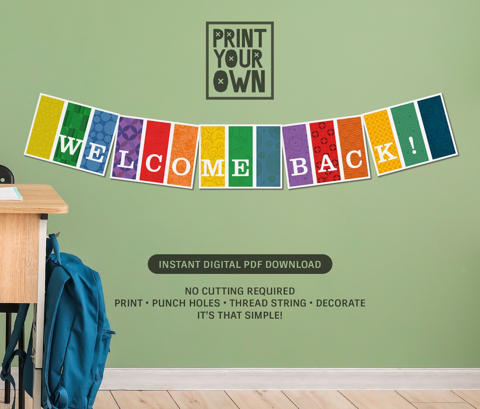Welcome Back! * Multi-color Printable Banner/bunting * Instant Download ...