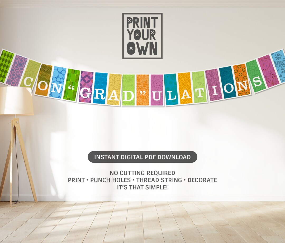 Con"grad"ulations * Multi-color Printable Banner/bunting * Instant ...