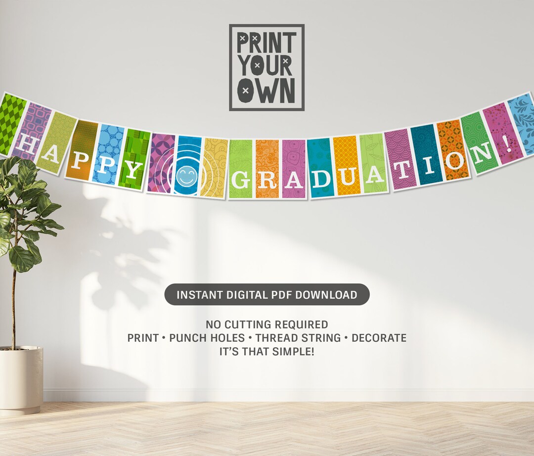 Happy Graduation * Multi-color Printable Banner/bunting * Instant ...
