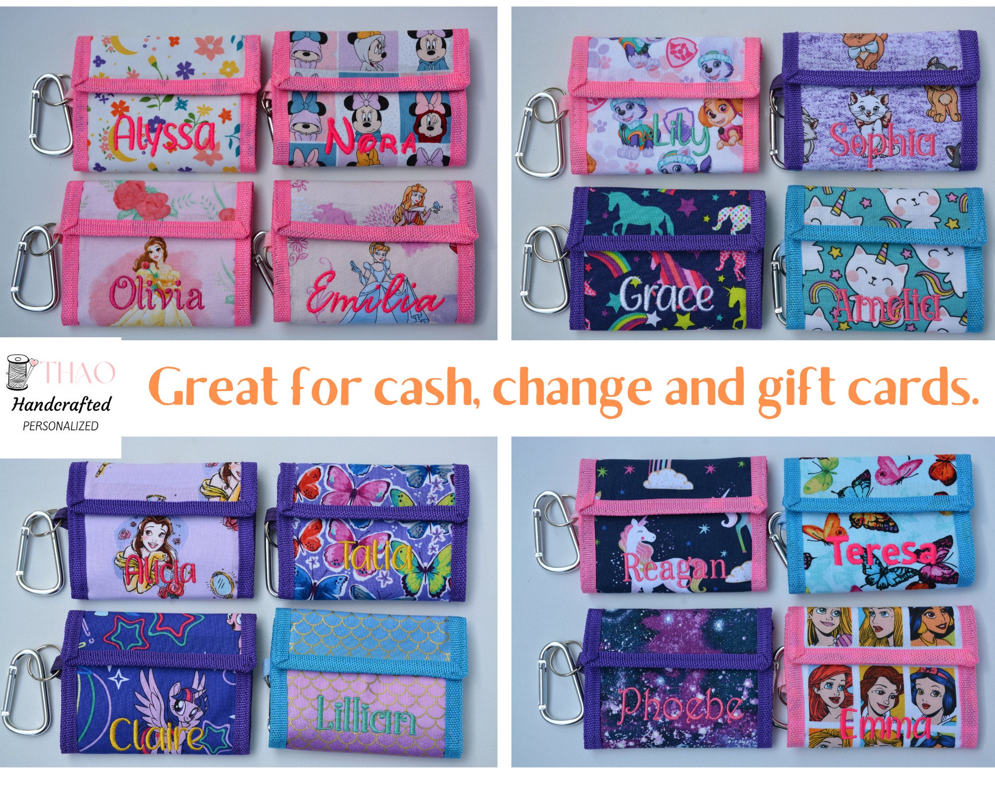 Personalized Girls Wallet, Girls First Wallet, Girls Wallet With Coin ...