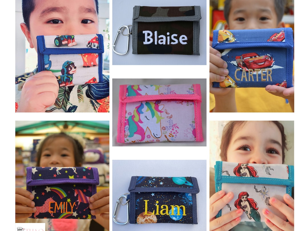 Kids Wallet, Personalized Kids Wallet,kids First Wallet,bifold Wallet W ...