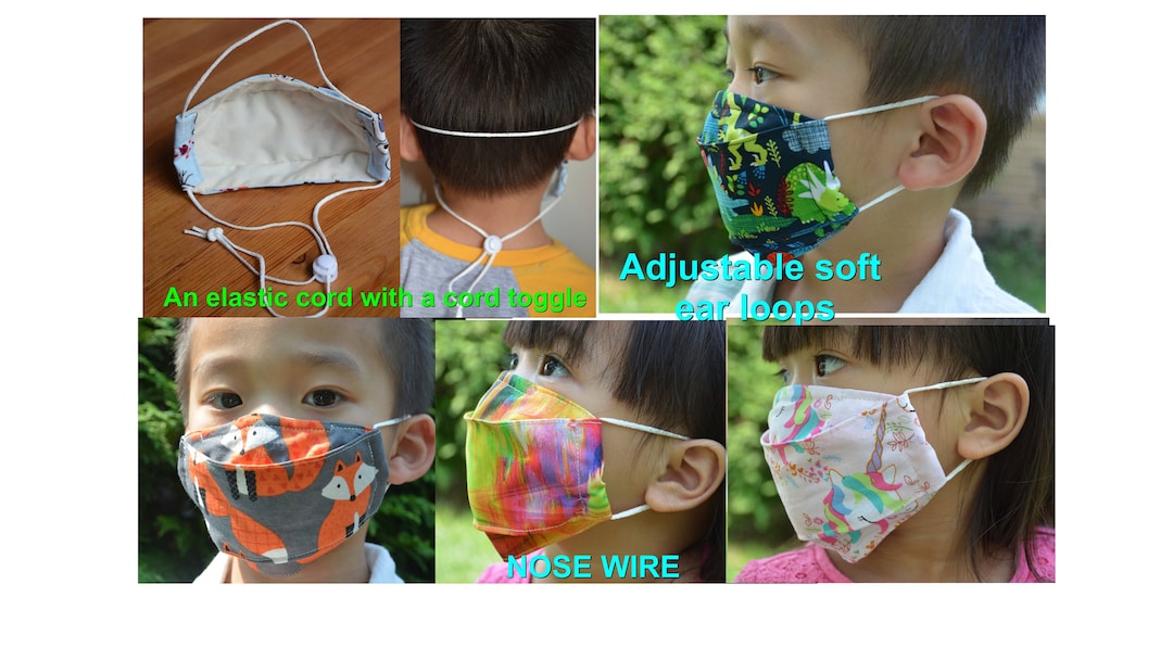 3D Face Mask W/ Nose Wire, NO FOG Glasses Mask, Filter Pocket, Kids ...