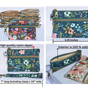 Small Double Zipper Pouch With Wristlet Add-on,rifle Paper Co Zipper ...