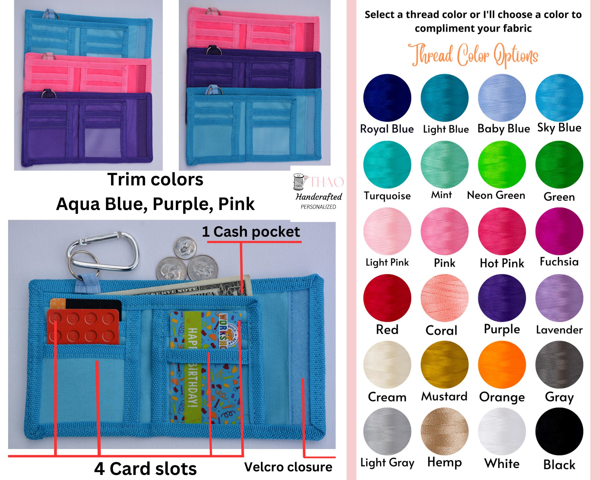 Personalized Girls Wallet, Girls First Wallet, Girls Wallet With Coin ...