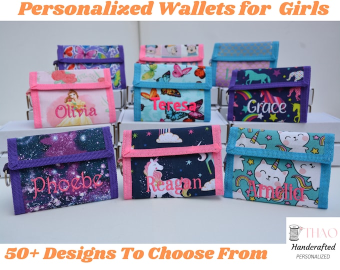 Personalized Girls Wallet, Girls First Wallet, Girls Wallet With Coin ...