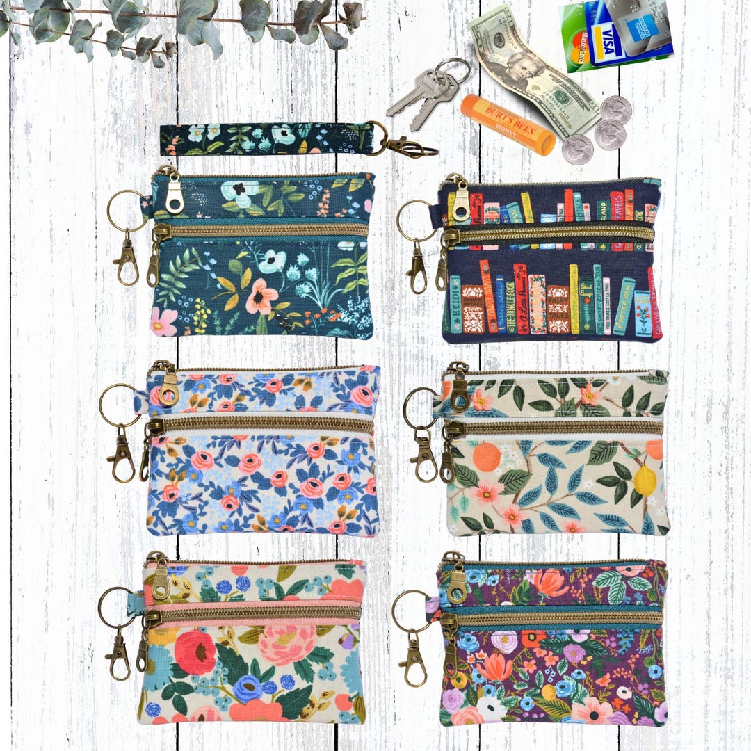 Small Double Zipper Pouch With Wristlet Add-on,rifle Paper Co Zipper ...