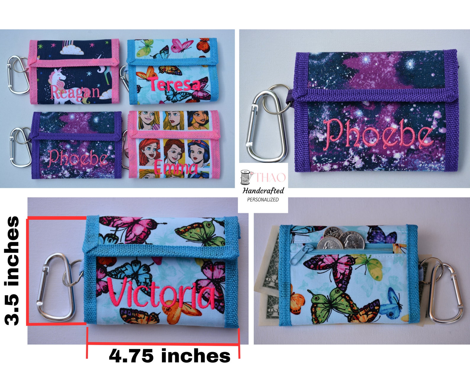 Personalized Girls Wallet, Girls First Wallet, Girls Wallet With Coin ...