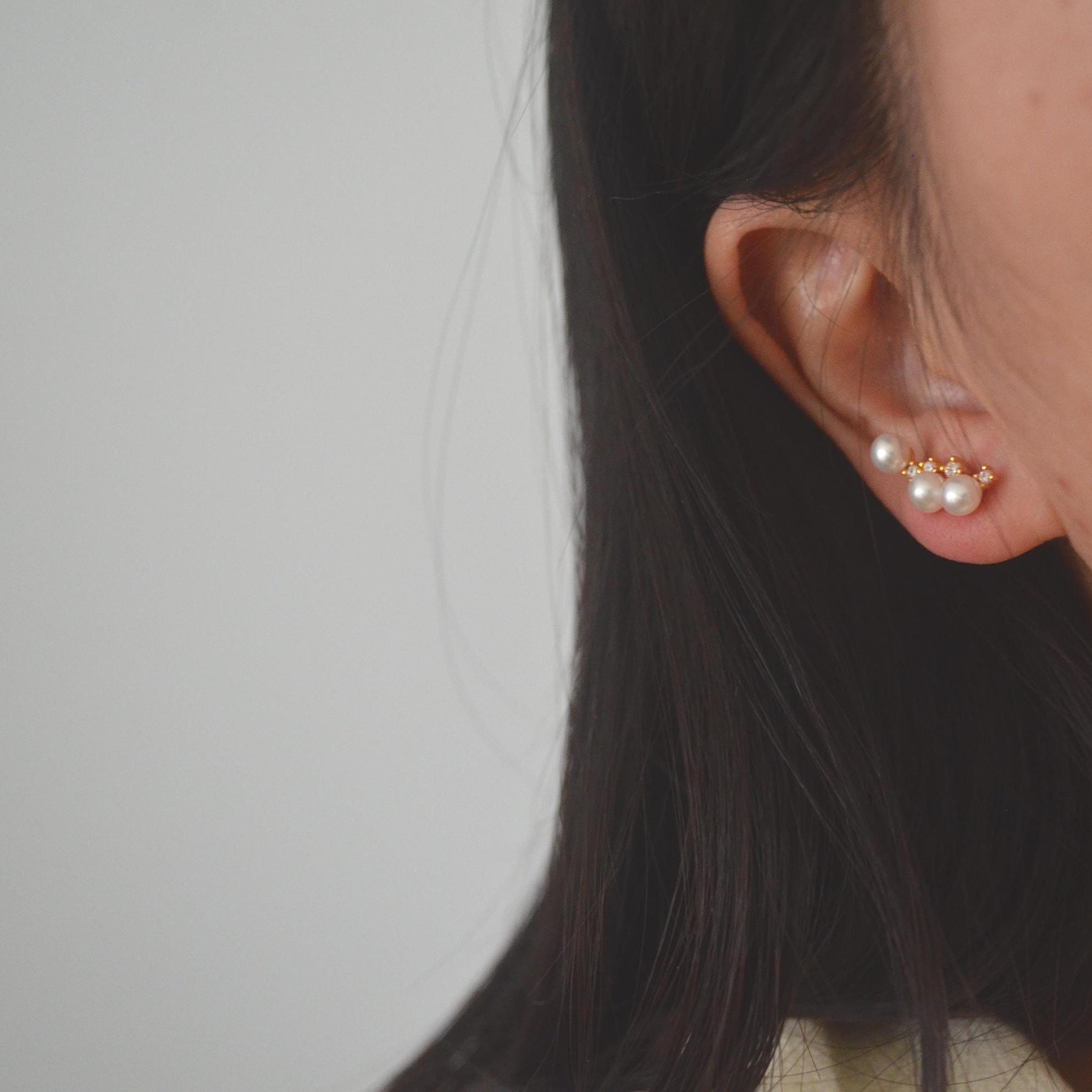 Adeline-two Way Wear Pearl Earrings, Gold Plated on Sterling Silver ...