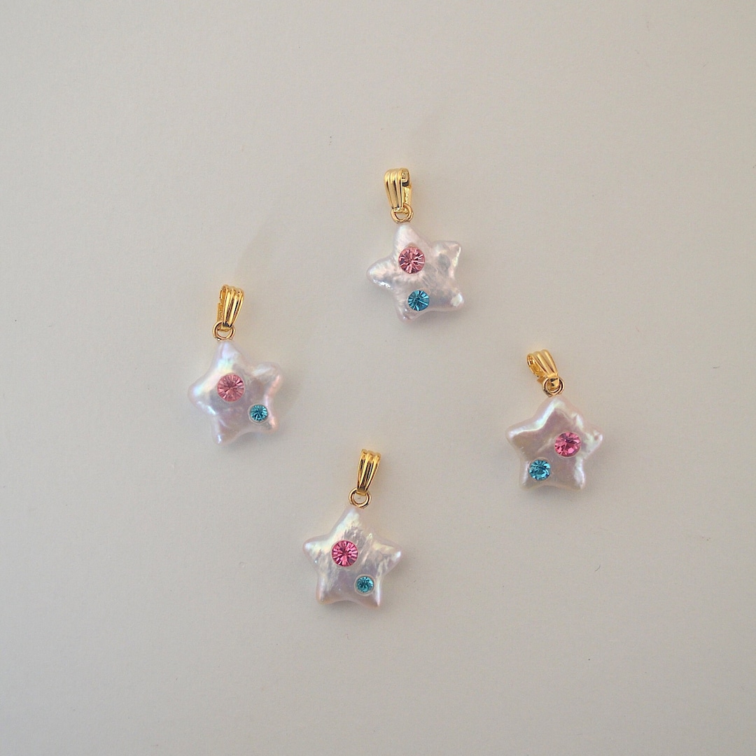 Star Pearl Pendant, Star Shape Pearl With CZ Stone, 14k Gold Filled ...