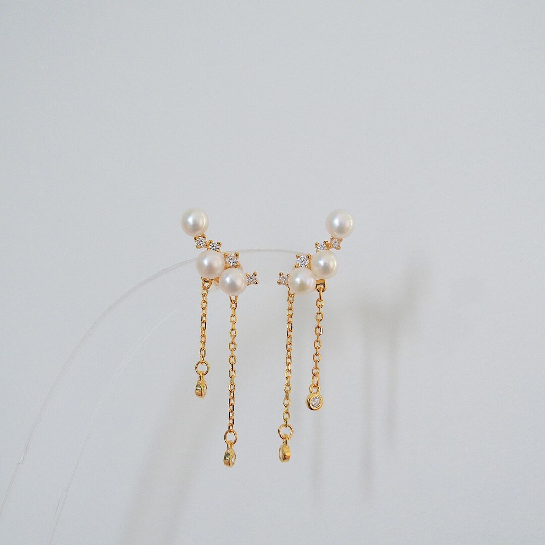 Adeline-two Way Wear Pearl Earrings, Gold Plated on Sterling Silver ...