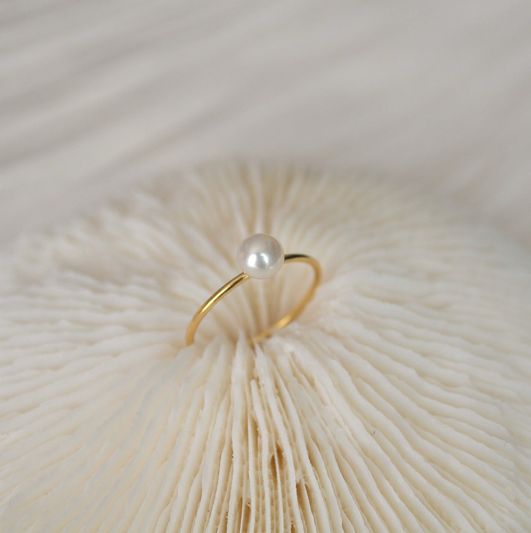 5mm Pearl Ring, Freshwater Pearl Ring, 14k Gold Filled, Stacking Ring ...